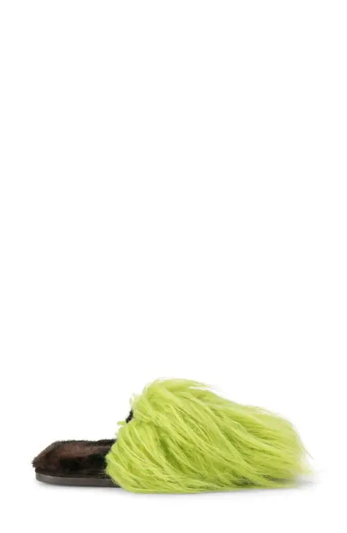 Kurt Geiger Kensington Faux Shearling Slipper - Open Green