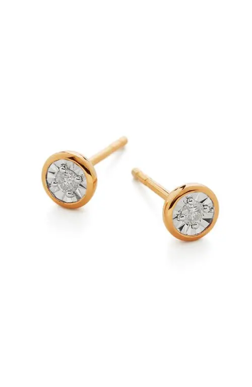 Monica Vinader Diamond Solitaire Stud Earrings - 18k Gold Vermeil