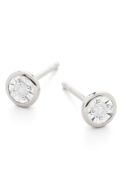 Monica Vinader Diamond Solitaire Stud Earrings - Silver