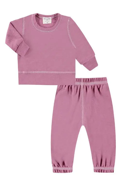 PAIGELAUREN Hacci Long Sleeve Top & Pants Lounge Set - Dark Pink