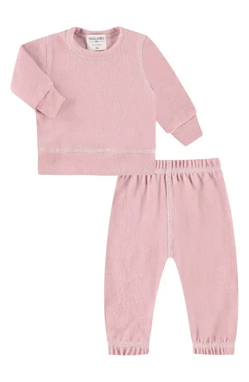 PAIGELAUREN Hacci Long Sleeve Top & Pants Lounge Set - Light Pink