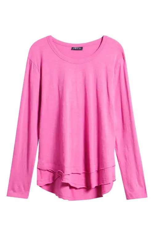 APNY Layered Hem Cotton Slub Top - Raspberry