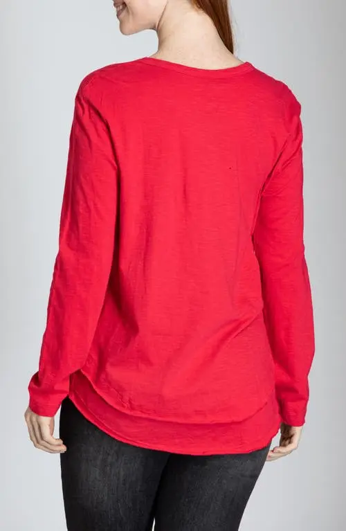 APNY Layered Hem Cotton Slub Top - Red