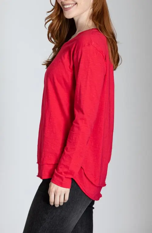 APNY Layered Hem Cotton Slub Top - Red