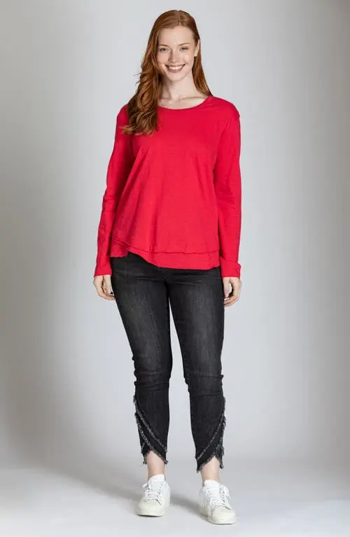 APNY Layered Hem Cotton Slub Top - Red