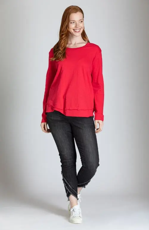 APNY Layered Hem Cotton Slub Top - Red