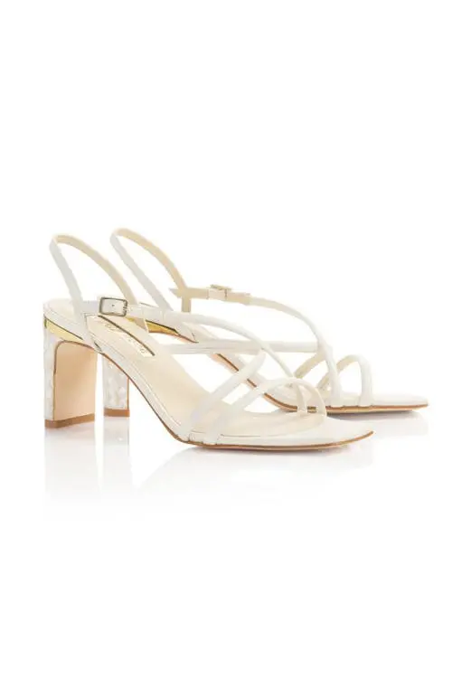 FREYA ROSE Giselle Ankle Strap Pearl Heel Sandal - Ivory