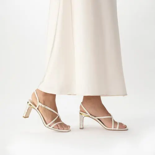 FREYA ROSE Giselle Ankle Strap Pearl Heel Sandal - Ivory