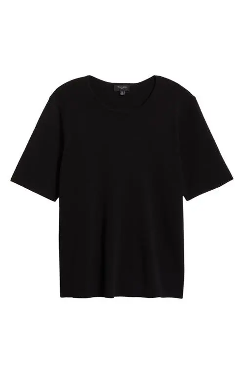 TAHARI ASL Ribbed Knit Top - Black