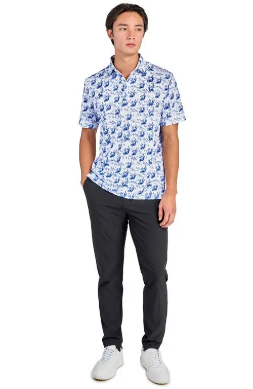 CON.STRUCT Regular Fit Cactus Print Performance Recycled Golf Polo