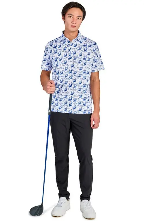 CON.STRUCT Regular Fit Cactus Print Performance Recycled Golf Polo