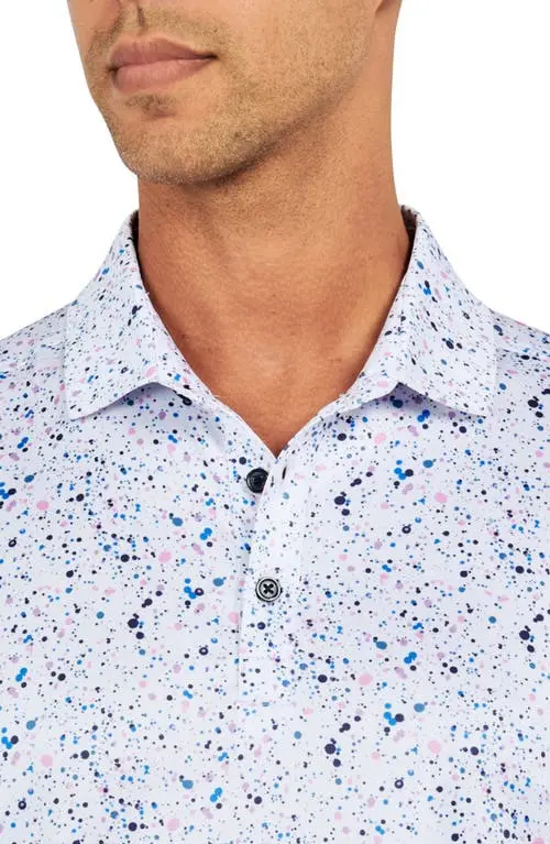 CON.STRUCT Regular Fit Paint Splatter Print Recycled Performance Golf Polo - White