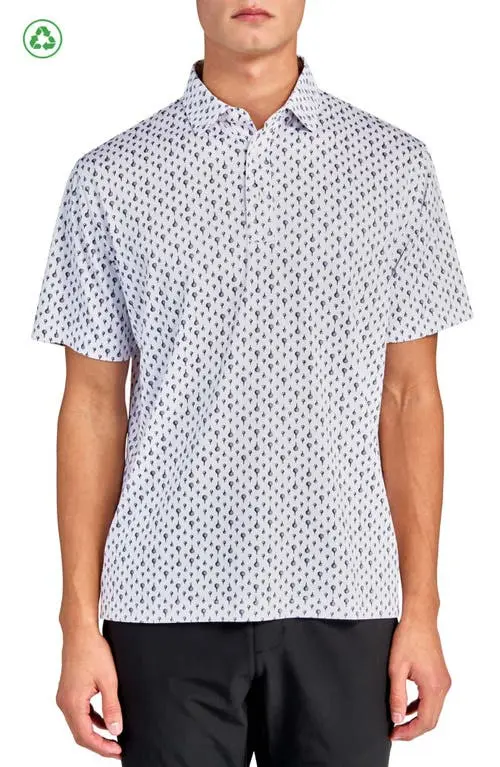 CON.STRUCT Regular Fit Golf Ball Print Recycled Performance Golf Polo - White/black