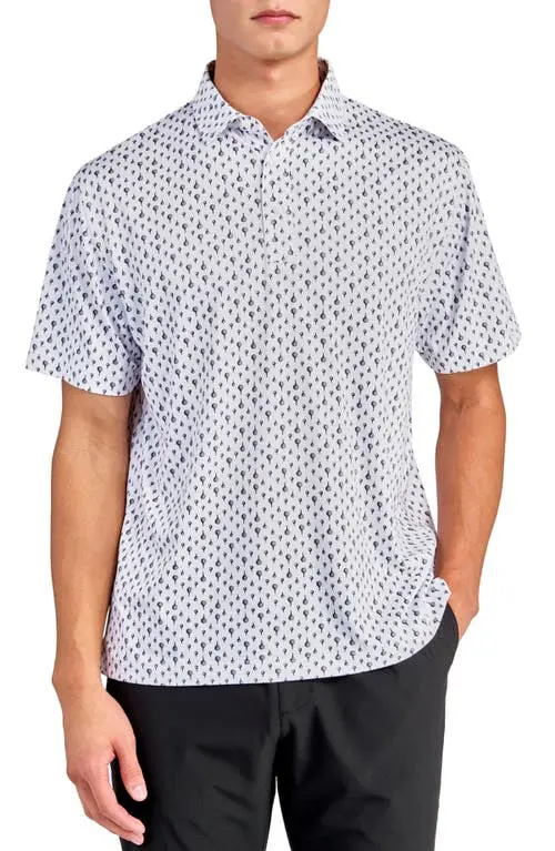 CON.STRUCT Regular Fit Golf Ball Print Recycled Performance Golf Polo - White/black