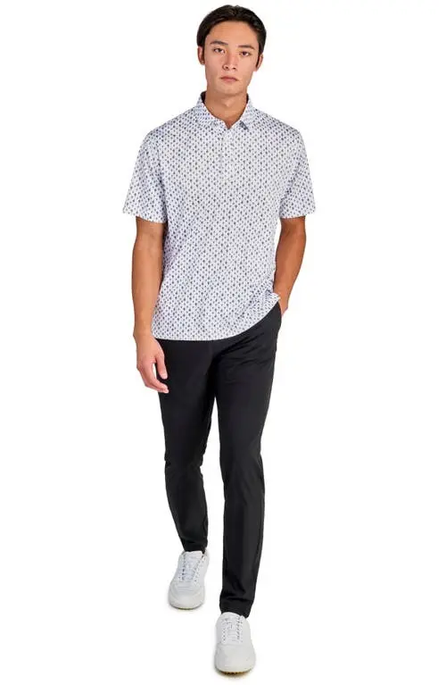 CON.STRUCT Regular Fit Golf Ball Print Recycled Performance Golf Polo - White/black