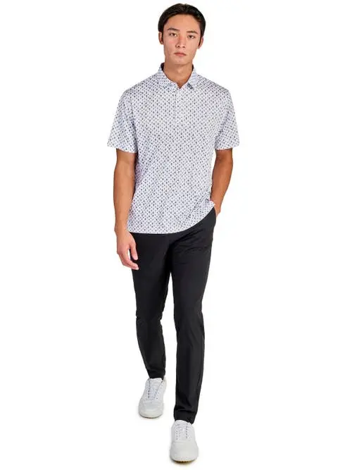 CON.STRUCT Regular Fit Golf Ball Print Recycled Performance Golf Polo - White/black