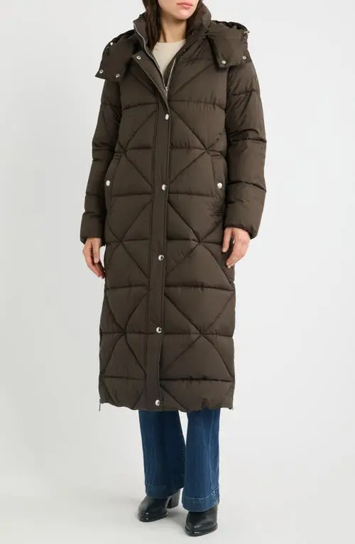 Sam Edelman Quilted Puffer Coat With Removable Hood - Caf Noir