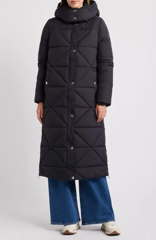 Sam Edelman Quilted Puffer Coat With Removable Hood - Navy Blue