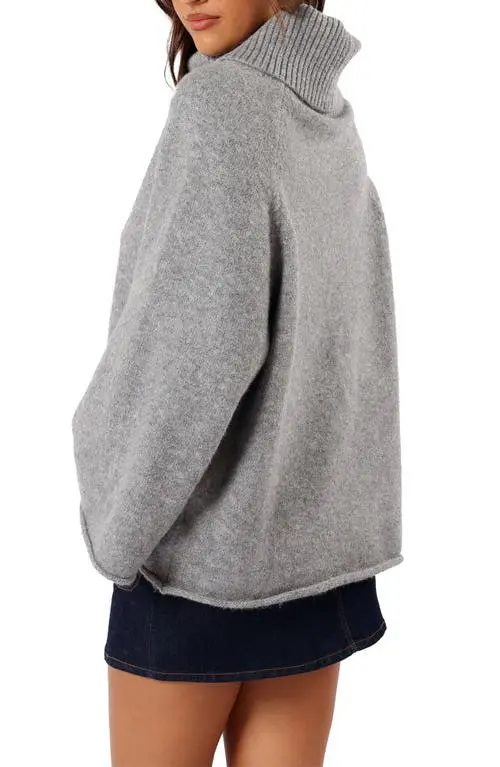 PETAL & PUP Bindy Oversize Turtleneck Sweater - Grey Marle