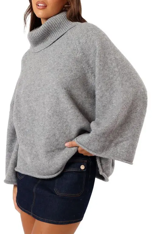 PETAL & PUP Bindy Oversize Turtleneck Sweater - Grey Marle