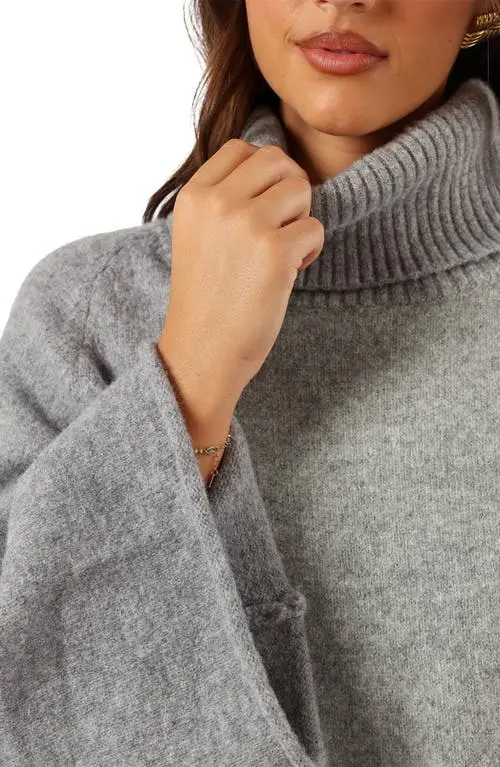 PETAL & PUP Bindy Oversize Turtleneck Sweater - Grey Marle