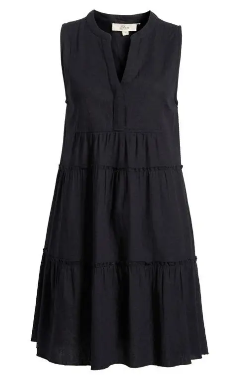Elan Tiered Cotton-blend Dress - Black