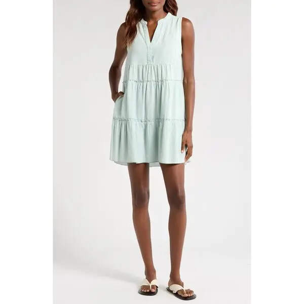 Elan Tiered Cotton-blend Dress - Teal Light