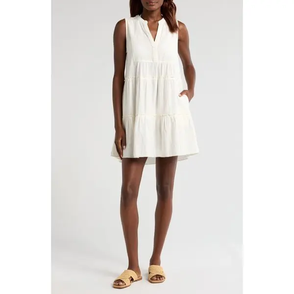 Elan Tiered Cotton-blend Dress - White