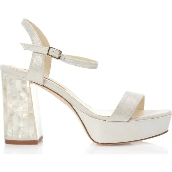 FREYA ROSE Gigi Ankle Strap Pearl Heel Sandal - Ivory