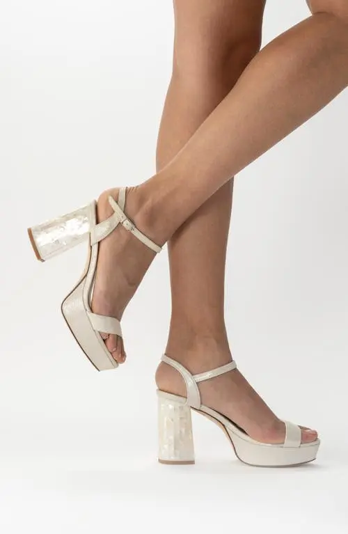 FREYA ROSE Gigi Ankle Strap Pearl Heel Sandal - Ivory