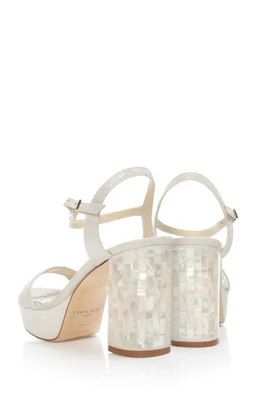FREYA ROSE Gigi Ankle Strap Pearl Heel Sandal - Ivory
