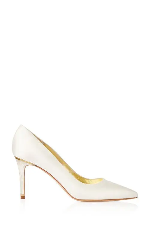 FREYA ROSE Chelsea Pointed Toe Pearl Heel Pump - Ivory