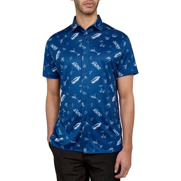 CON.STRUCT Cocktail Print Performance Button-down Shirt