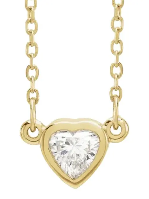 BLISS DIAMOND 3/8ct Heart Shape Lab Grown Diamond 14k Gold Necklace - 14k Yellow Gold