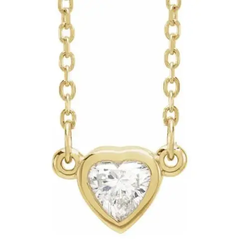 BLISS DIAMOND 3/8ct Heart Shape Lab Grown Diamond 14k Gold Necklace - 14k Yellow Gold