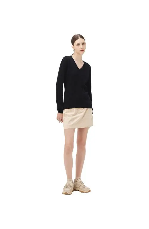 GOBI MONGOLIAN CASHMERE Essential Cashmere V-neck Sweater - Black