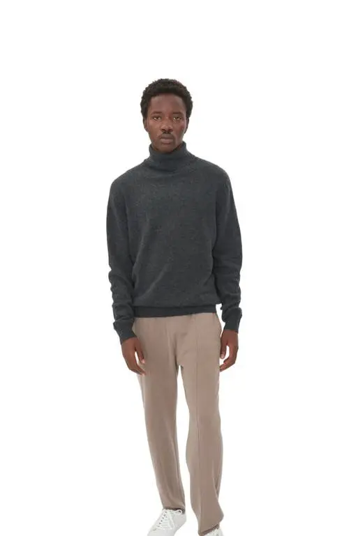 Gobi Cashmere Essential Cashmere Turtleneck Sweater - Charcoal