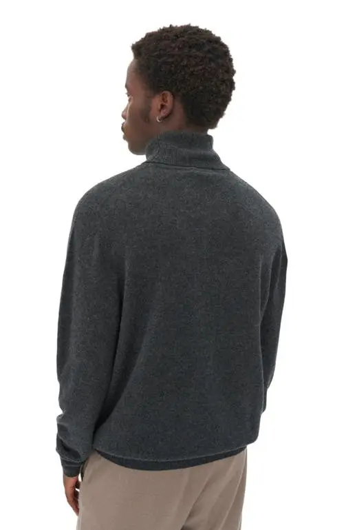 Gobi Cashmere Essential Cashmere Turtleneck Sweater - Charcoal