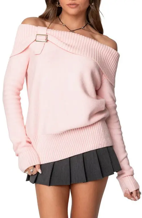 EDIKTED Marilyn Buckled Off-the-shoulder Sweater