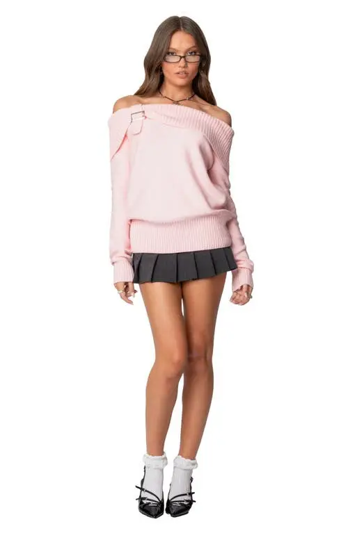 EDIKTED Marilyn Buckled Off-the-shoulder Sweater