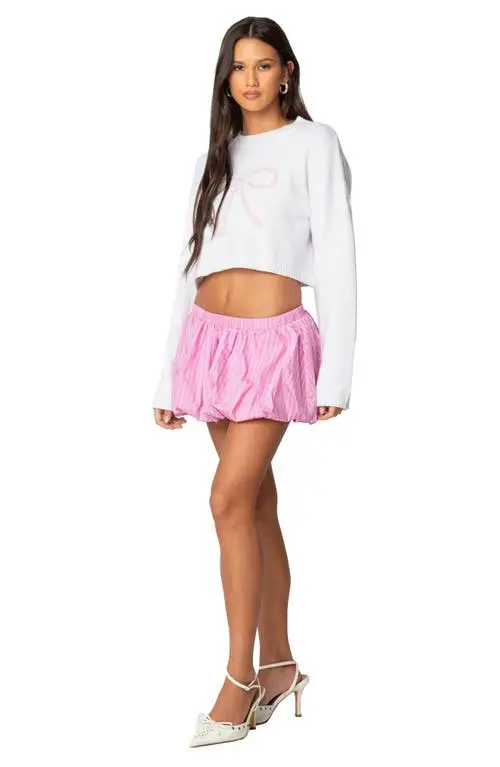 EDIKTED Bow Crop Sweater - White
