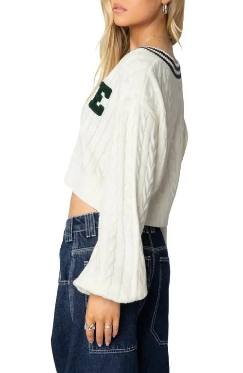 EDIKTED V-neck Cable Sweater