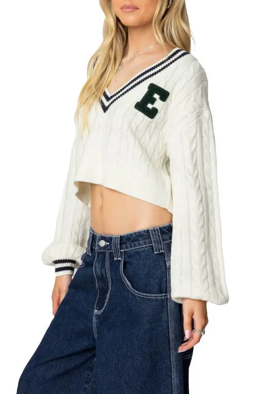 EDIKTED V-neck Cable Sweater