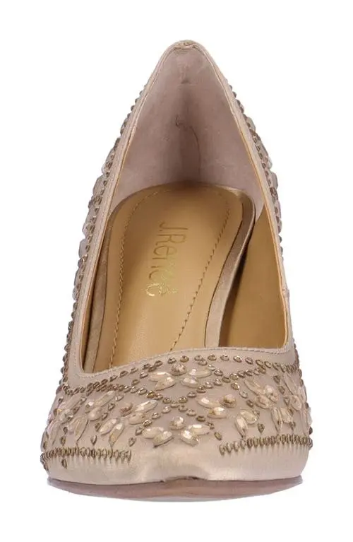 J. Reneé Barlow Embellished Pointed Toe Pump - Beige