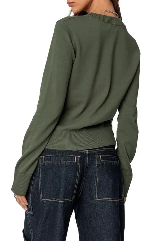 EDIKTED Hollie Cotton Cardigan - Olive