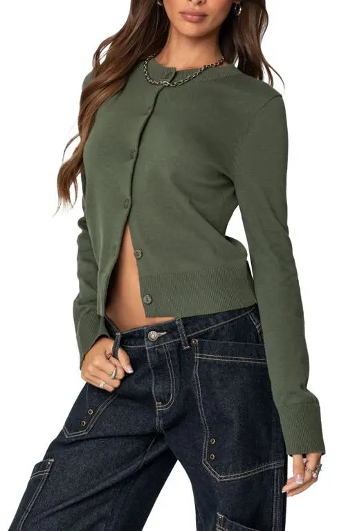 EDIKTED Hollie Cotton Cardigan - Olive