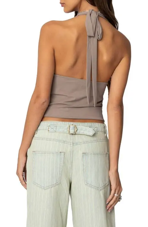 EDIKTED Mila Deep Square Neck Halter Stretch Top