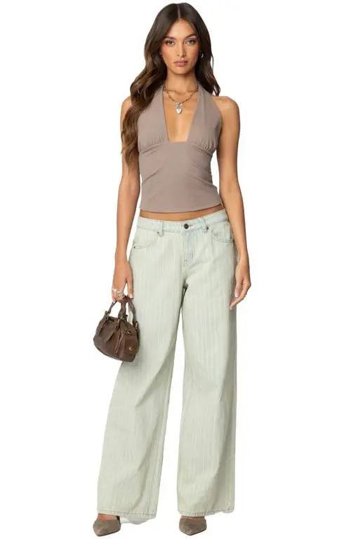 EDIKTED Mila Deep Square Neck Halter Stretch Top