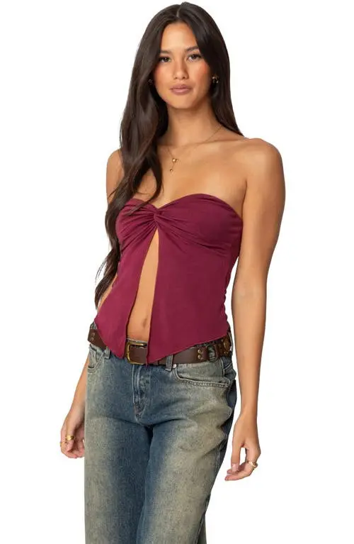 EDIKTED Twisted Split Front Tube Top