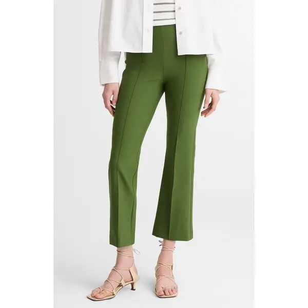 Vince Pintuck Pleat Crop Flare Pants - Herb